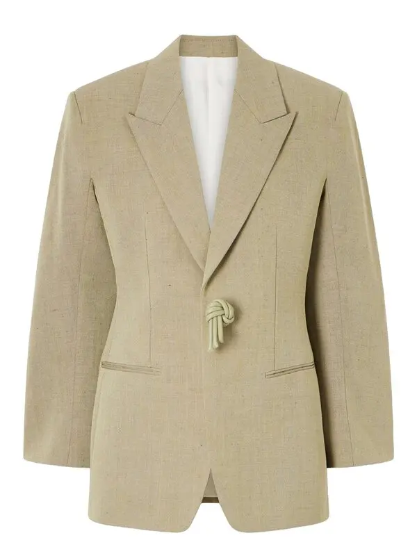 Bottega Veneta Embellished Wool-blend Blazer - Green