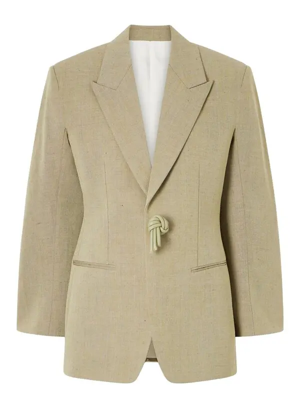 Bottega Veneta Embellished Wool-blend Blazer - Green