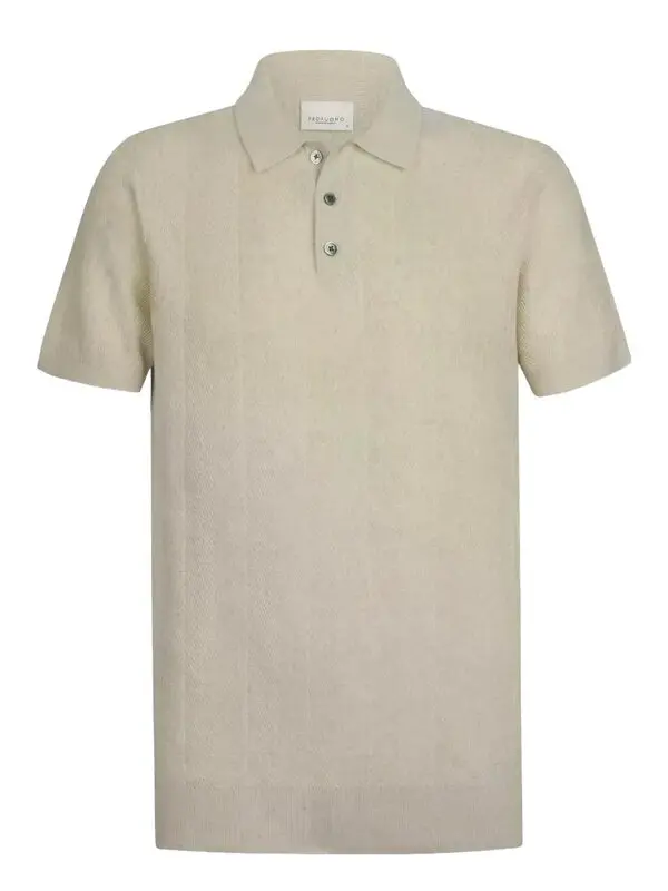 PROFUOMO Herringbone Polo Shirt - Neutrals