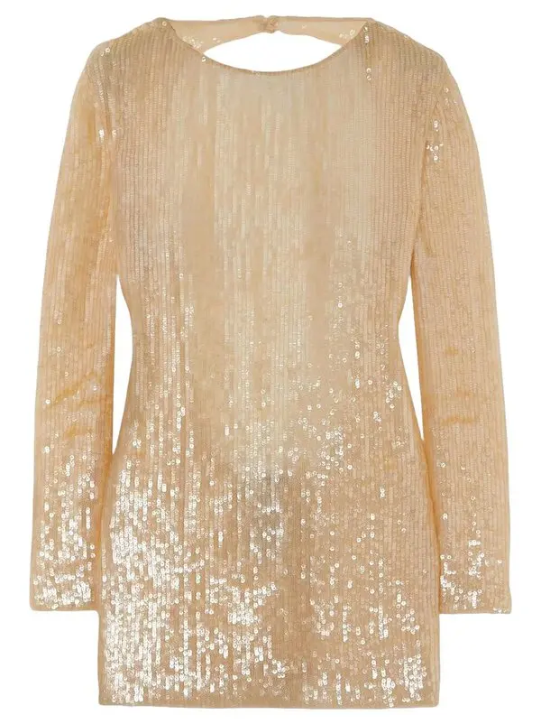 TOM FORD Cutout Sequined Tulle Mini Dress - Beige