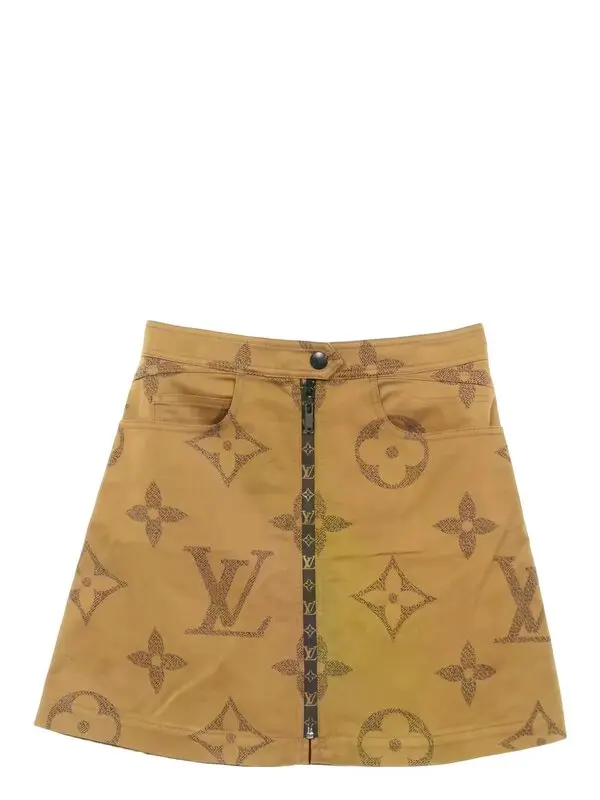 LOUIS VUITTON Monogram-print Zip-up Skirt - Neutrals