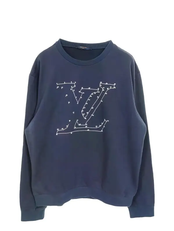 LOUIS VUITTON 2010s Stitch-print Crew-neck Sweatshirt - Blue