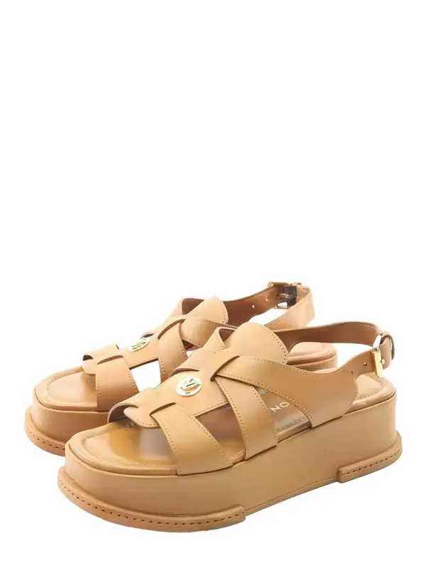 LOUIS VUITTON Maya Criss-cross Leather Sandals - Brown