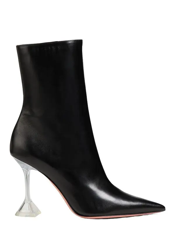 Amina Muaddi Giorgia Leather Ankle Boots - Black