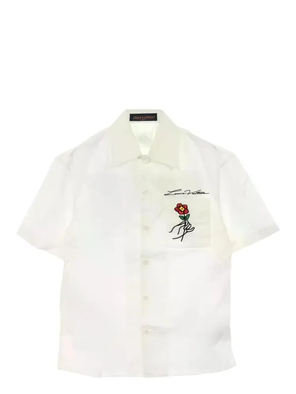 LOUIS VUITTON 2010s Embroidered Floral Shirt - White