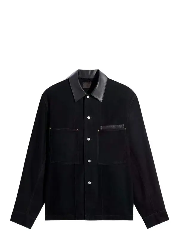 LEMAIRE Leather-collar Pocket Shirt Jacket - Black