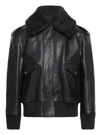 Burberry Jacket In Calfskin, Lambskin, And Wool - Brown