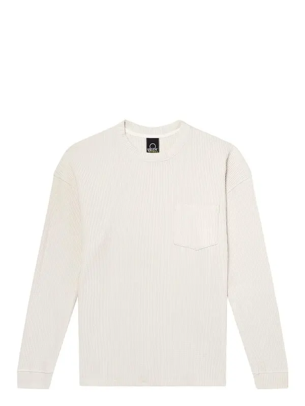 FRIZMWORKS Oversized Waffle-knit Cotton-blend T-shirt - Neutrals