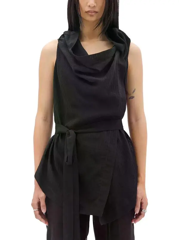 ANN DEMEULEMEESTER Macy Cowl-neck Belted Top - Black