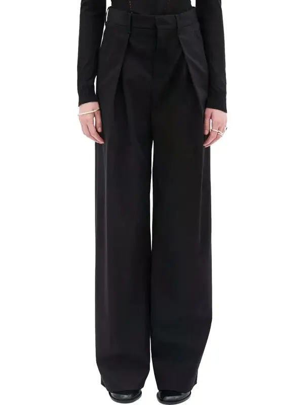 ANN DEMEULEMEESTER Twill Pleated Trousers - Black