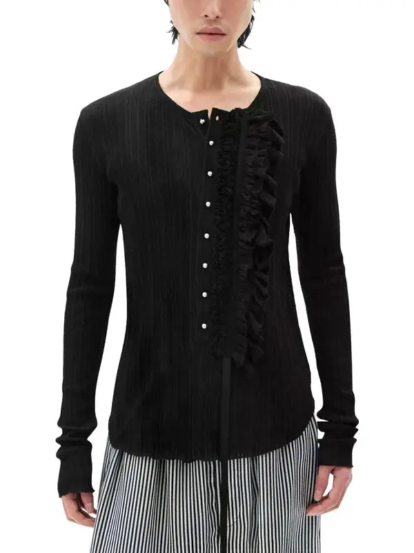 ANN DEMEULEMEESTER Maris Ruffled Long-sleeve Top - Black