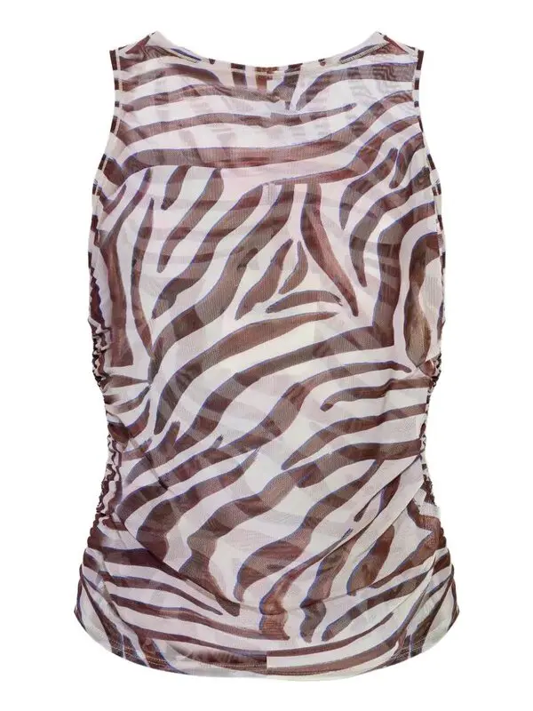 Bond Eye Mesh Zebra-print Top - Neutrals