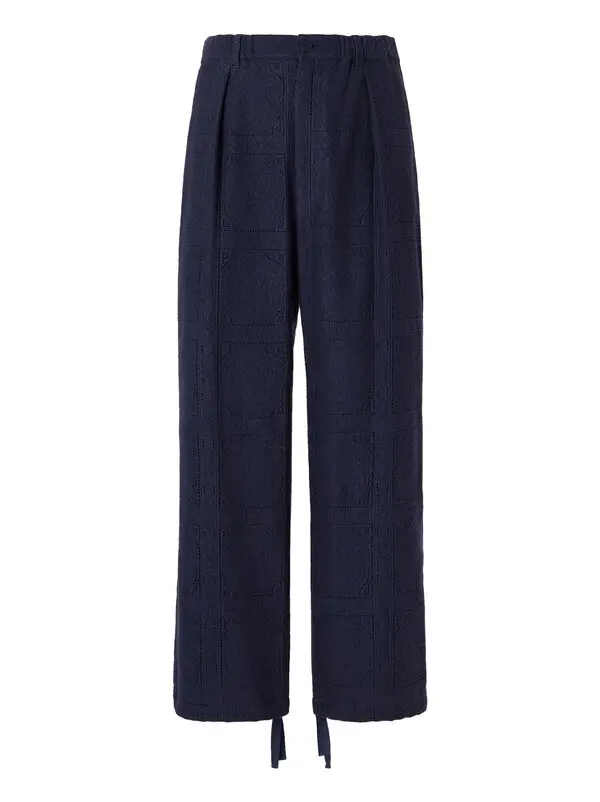 Blue Blue Japan Straight-leg Cotton-blend Trousers - Navy