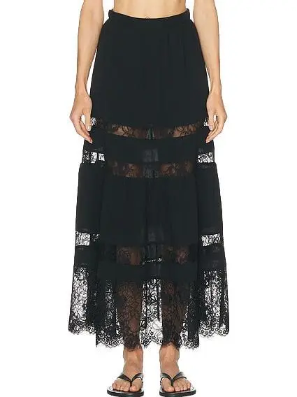 FLEUR DU MAL Adeline Maxi Skirt - Black
