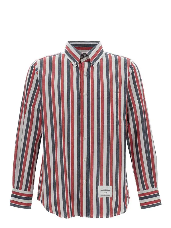 Thom Browne Camicia A Righe In Cotone - Multicolore