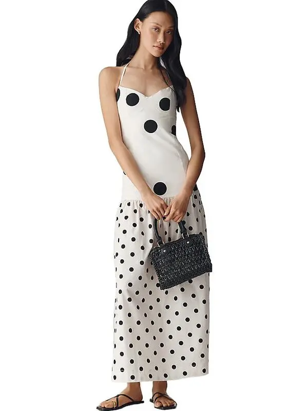 S/W/F Dotted Halter Maxi Dress - Check Point