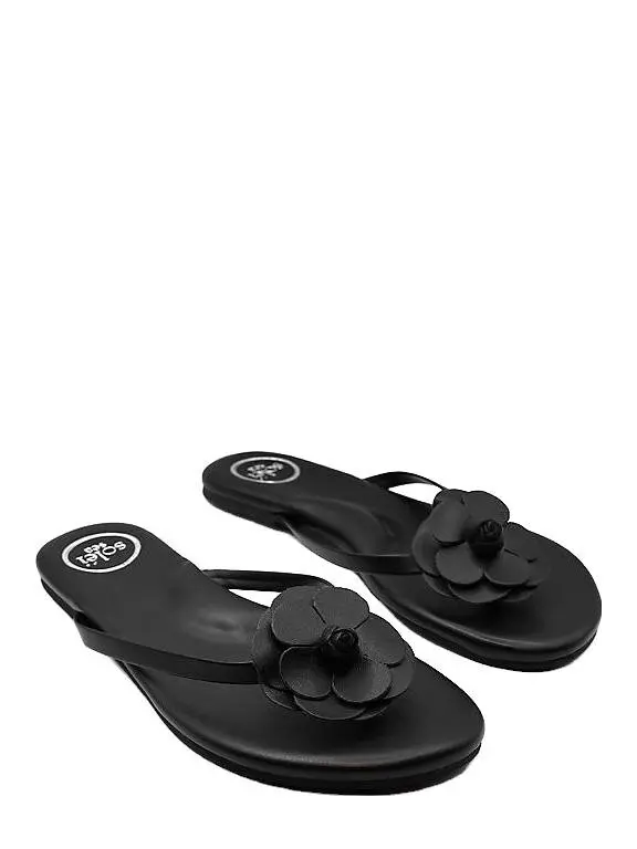 SOLEI SEA Valentina Thong Sandals - Black