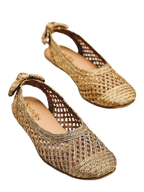 Seychelles Birdie Ankle-tie Slingback Flats - Gold