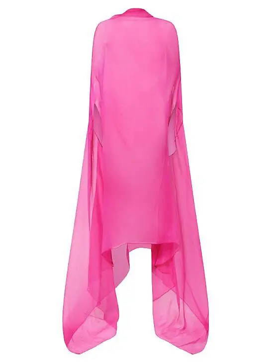 Dries Van Noten Sheer Silk Midi Dress - Fuchsia