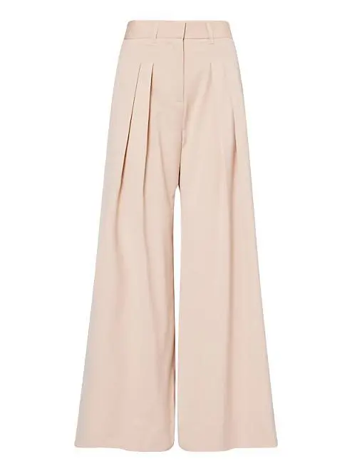 ME+EM Pleat-front Wide-leg Wool-blend Trousers - Blush Pink