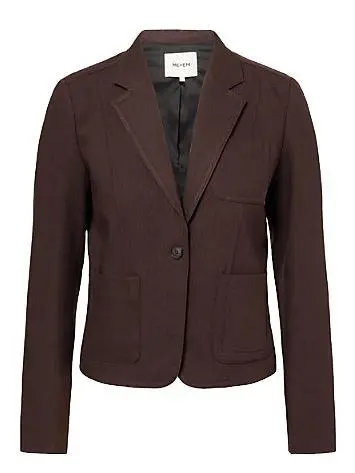 ME+EM Patch-pocket Fitted Woven Blazer - Cocoa Brown