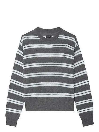 Zadig&Voltaire Swapy Striped Cashmere Jumper - Anthracite