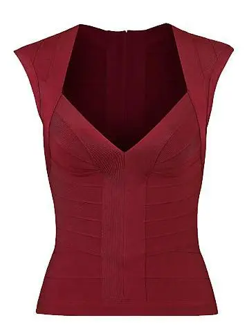House Of Cb Bandage Stretch-woven Top - Wine