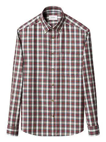 Eton Checked Casual-fit Cotton-twill Shirt - Red