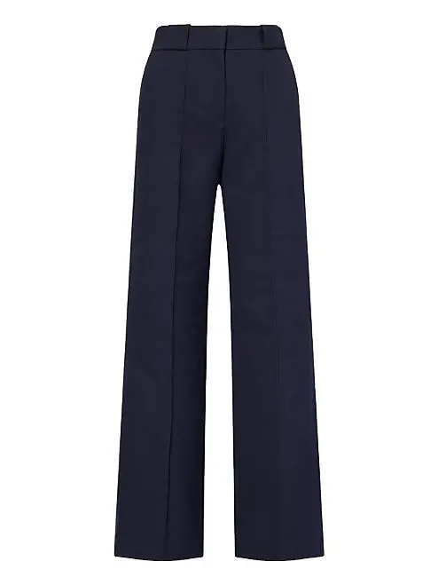ME+EM Tailored-leg Cotton Trousers - Navy