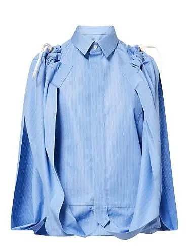 Sacai Pinstripe Sleeveless Cotton-blend Shirt - Blue Stripe