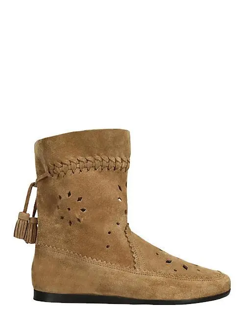 Isabel Marant Woosta Flat Suede Boots - Taupe