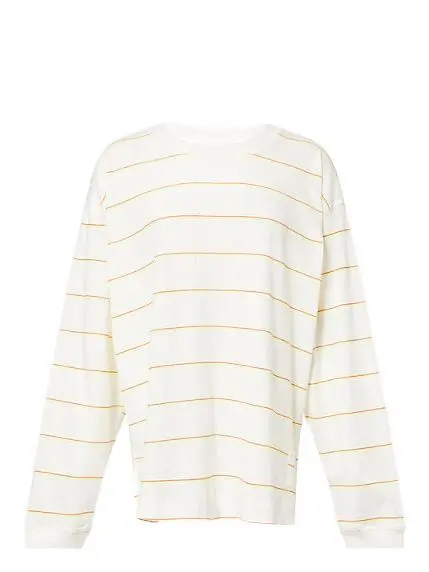 Free People Hustle Striped Cotton T-shirt - Awning Stripe Ivory