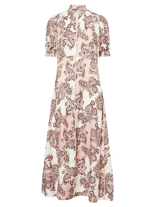 ME+EM Paisley-print Fit-and-flare Jacquard-crepe Maxi Dress - Pink Multi