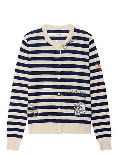 Zadig&Voltaire Missya Striped Cashmere Cardigan - Marine