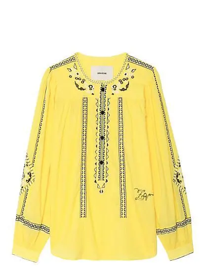 Zadig&Voltaire Tigy Embroidered Cotton Blouse - Banana
