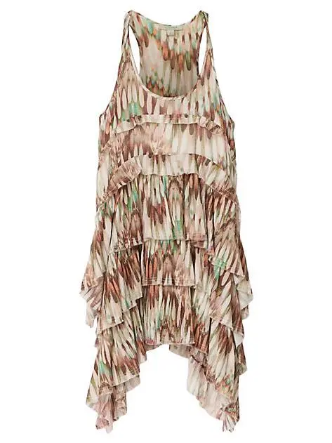 ALLSAINTS Graphic-print Tiered Mini Dress - Oceano Soft Pi