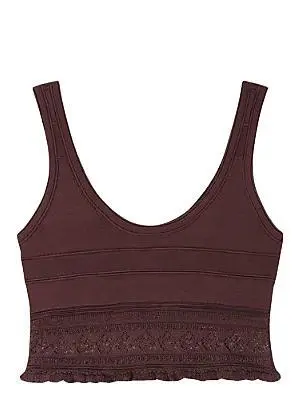 Sandro Scoop-neck Cropped Knitted Top - Brown