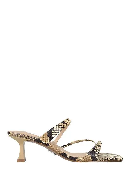 Steve Madden Printed Heeled Leather Sandals - Beige Comb
