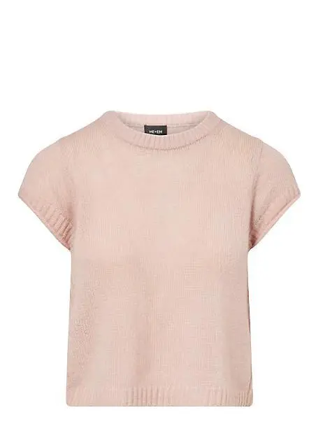 ME+EM Capped-sleeve Merino Wool And Cashmere-blend Top - Blush Pink