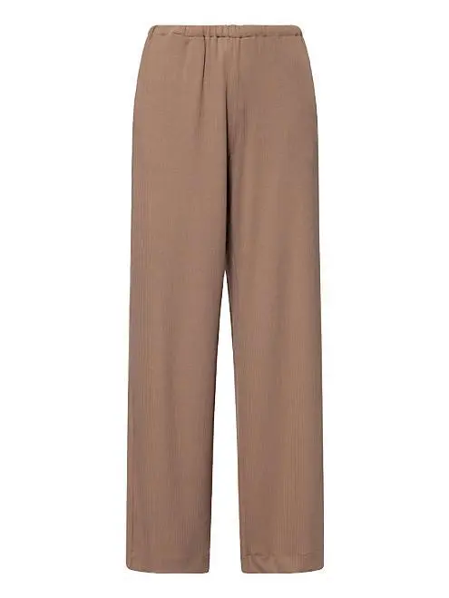 THE COUTURE CLUB Wide-leg Ribbed Cotton-jersey Jogging Bottoms - Brown
