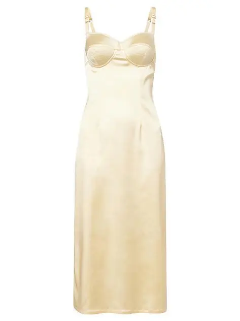 MUGLER Lingerie-style Stretch-satin Midi Dress - Butter
