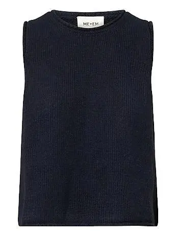 ME+EM Chunky Knit Cotton-blend Vest - Navy