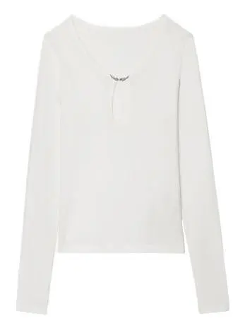 Zadig&Voltaire Tina Branded-brooch Cotton-jersey Top - Judo