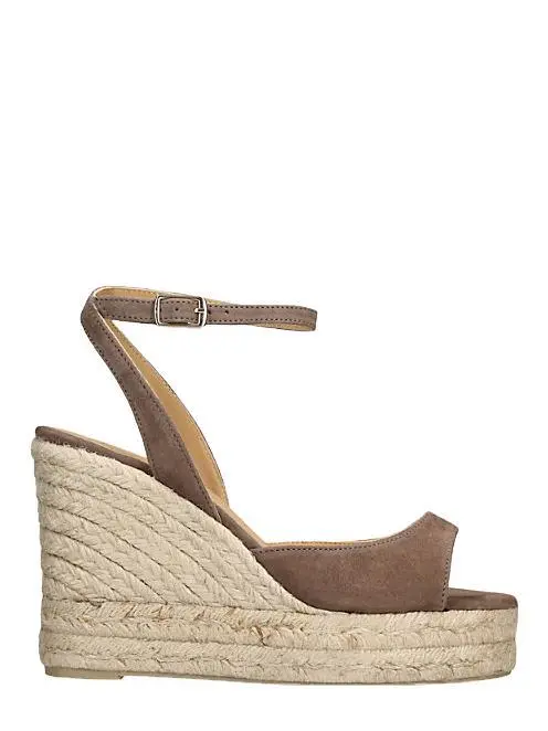 CastaÑer Brook Suede Wedge Sandals - Taupe
