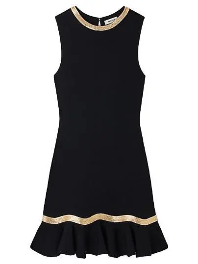 Sandro Metallic-trim Sleeveless Knitted Mini Dress - Black