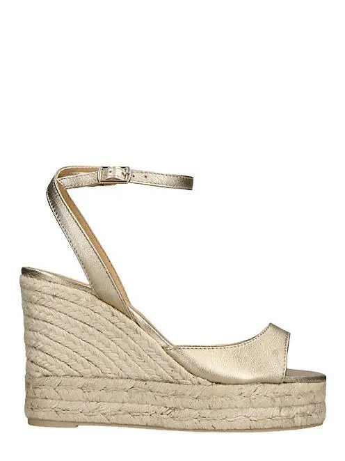 CastaÑer Brook Suede Wedge Sandals - Gold