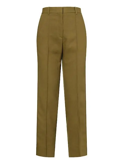 ME+EM Cropped Slim-leg Woven Trousers - Olive Green