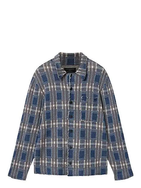 ALLSAINTS Solmar Checked Knitted Cardigan - Moonstone Blue