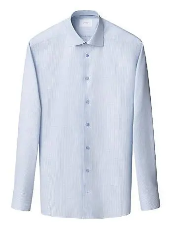 Eton Checked Contemporary-fit Cotton-twill Shirt - Mid Blue
