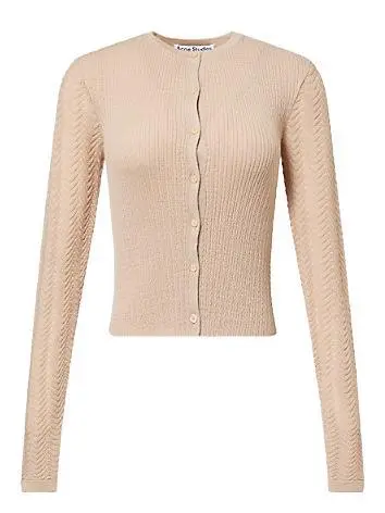 Acne Studios Rib-knit Wool-blend Cardigan - Beige